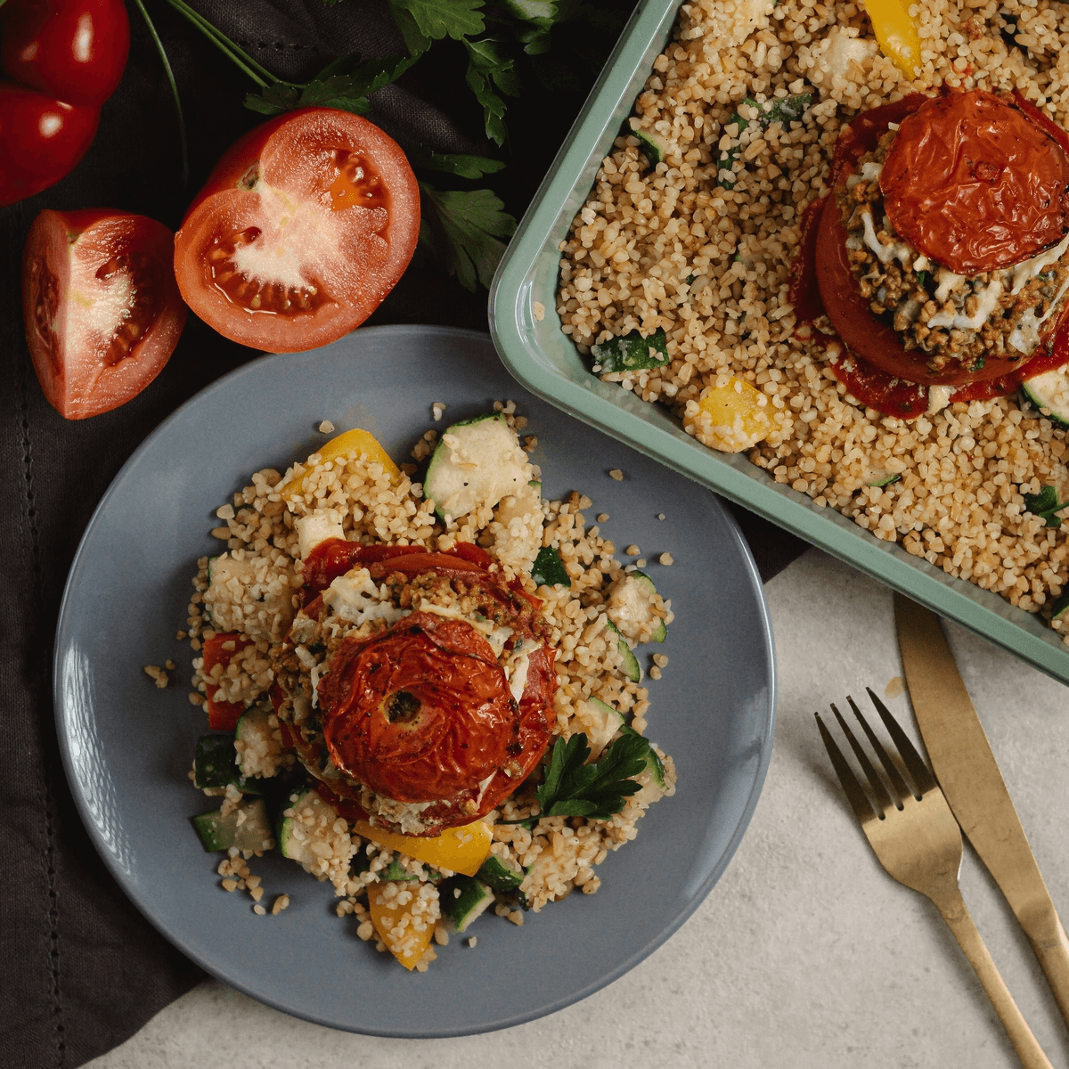 Tomate farcie végétarienne et boulgour